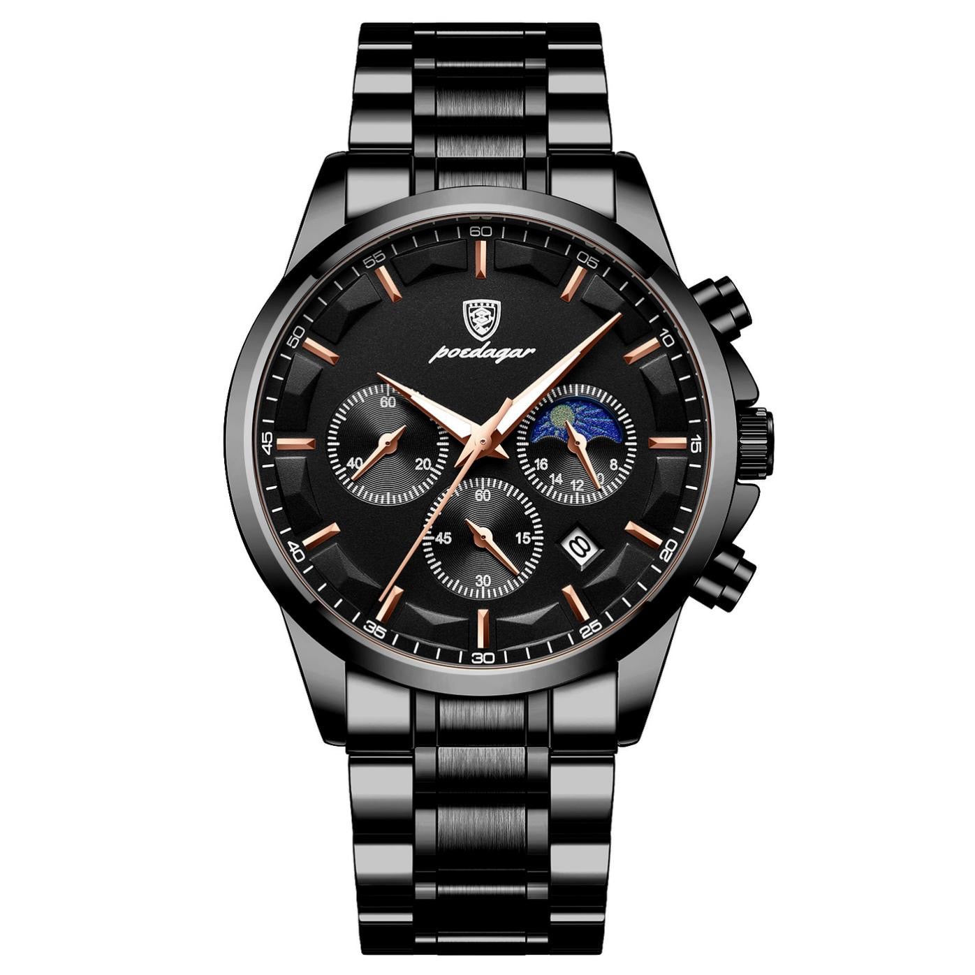 POEDAGAR® Men’s Integra™ - Black Edition™ Chronograph
